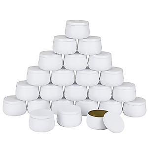 NEXBEXES 8oz Candle tins with lids,White Candle Jars,Bulk Candle tins for Making Candles,Candle Making Jars(24PACK, White)
