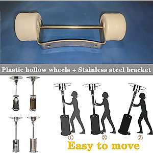 Spotimlody Patio Heater Wheels Replacement Tall Heater Wheel Set,One Size Fits Most Propane Gas Patio Heaters,Easy to Move& Install-Universal Movable Wheel (White Wheels+ Stainless Steel Bracket)