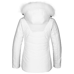 Skieer Women's Snow Jacket Hooded Soft Insulated Winter Ski Snowboard Coat(White,X-Large)