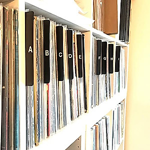 DIY Kit [Do-it-Yourself] A to Z Black LP Vinyl Record Dividers [12-inch Tabbed 12in. Album Organizers A-Z Alphabetical Cards 33 RPM 33rpm (15)