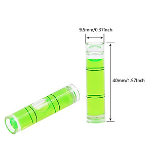 9.5X40mm Cylindrical Plastic Bubble Level Vial Small Bubble Level Wall Mount Mini Level (10Pcs )
