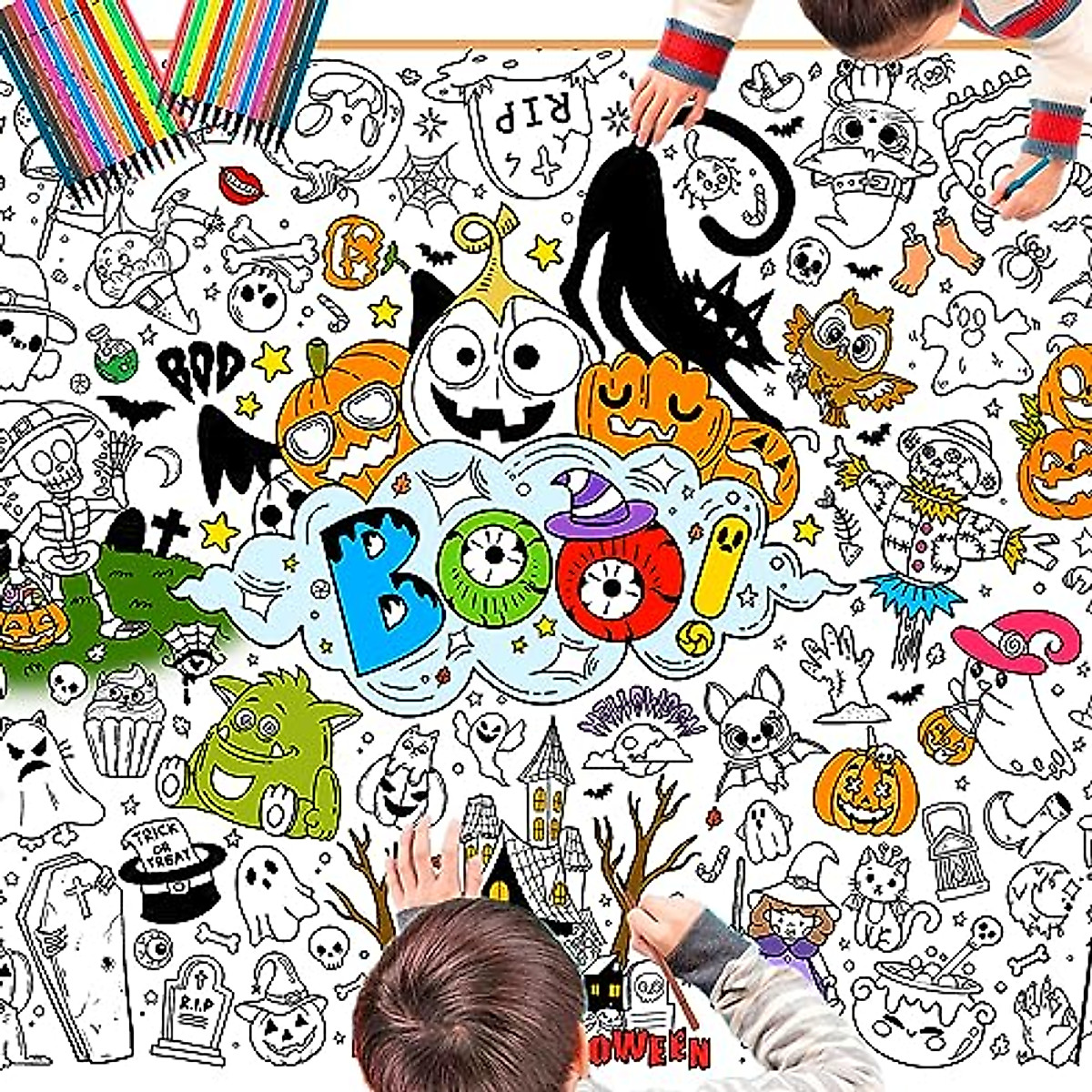 Giant Halloween Coloring Poster for Kids' Parties