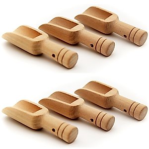 6 PCS Mini Wooden Scoops Bath Salt Spoon 3 Inch Long for Bath Salts, Candy, Spices, Laundry Detergent, Tea, Coffee Beans