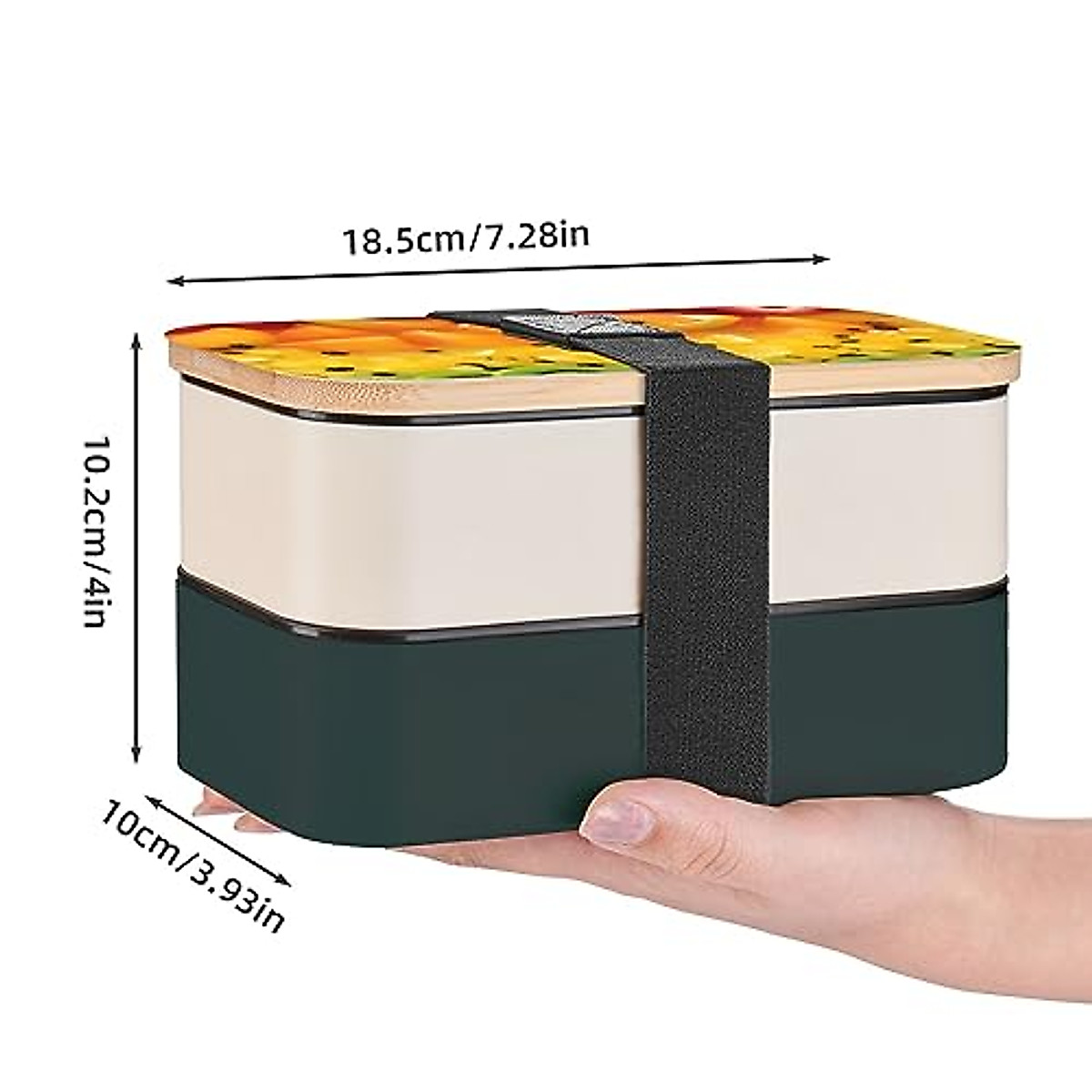 Fresh Fruit Adult Lunch Box, Bento Box, With Cutlery Set Of 3, 2 Compartments, Rectangular, Lunch Box For Adults