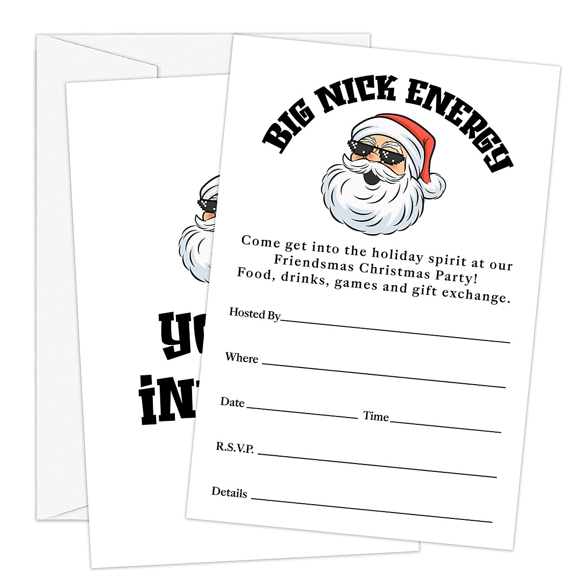 Beshoul Christmas Party Invitations with Envelopes (25-Count) - Funny Santa Invite Cards for Bridal Shower Baby Shower Birthday Party Celebration Supplies - C15