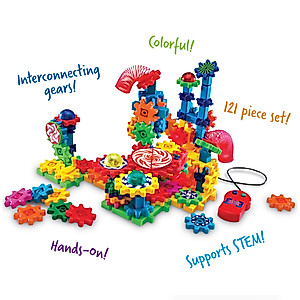 Learning Resources Gears! Gears! Gears! Lights & Action Building Set, Gear Toy, 121 Pieces