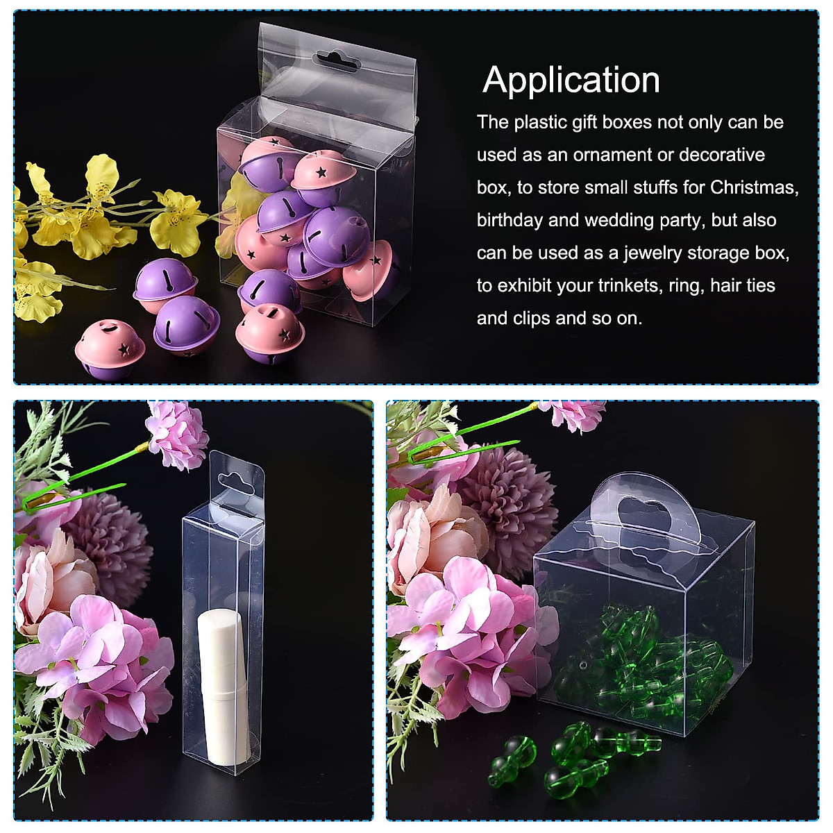 MECCANIXITY Plastic Retail Boxes 1.2"x2.4"x3.9" (30x60x100 mm) Gift Box Protecting Film for Christmas, Wedding, Party Wrapping Clear Pack of 16