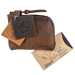 Hide & Drink, Zippered Wallet, Holds Up to 6 Cards Plus Folded Bills, Pouch Organizer, Cash Holder, Travel Essentials, Mini, Pocket-Size, Full Grain Leather, Handmade, Bourbon Brown