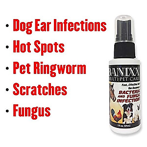 BANIXX Dog/Cat Ear Infection, Hot Spot & Ringworm Treatment, Itchy Skin Relief & Ear Cleaner-2oz