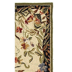 SAFAVIEH Chelsea Collection 2'6" x 10' Cream / Black HK92A Hand-Hooked French Country Wool Runner Rug