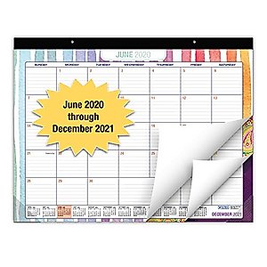 Desk Calendar 2020-2021: Large Monthly Pages - 22"x17" - Runs from June 2020 Through December 2021 - Desk/Wall Calendar can be Used Throughout 2021.