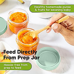 KeaBabies 6-Pack Glass Baby Food Containers - 4 oz Leak-Proof, Microwavable, Glass Baby Food Jars - Baby Food Storage Containers - Baby Bullet Jars with Lids, Freezer Safe (Musk Dusk)