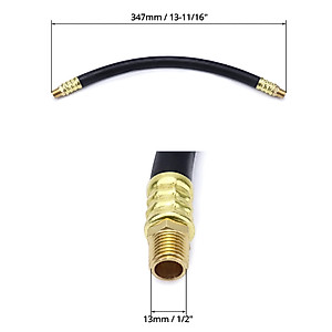 QWORK Air Compressor Hose, 3/8" X 15" Air Hose, 300 PSI Max Working Pressure, 1/4" Male NPT To 1/4" Male NPT Connections, 2 Pack