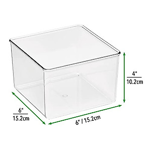 mDesign Plastic Drawer Organizer Square Box, Storage Organizer Bin Container; for Closets, Bedrooms, Use for Leggings, Socks, Ties, Jewelry, Accessories - Lumiere Collection - 4 Pack - Clear