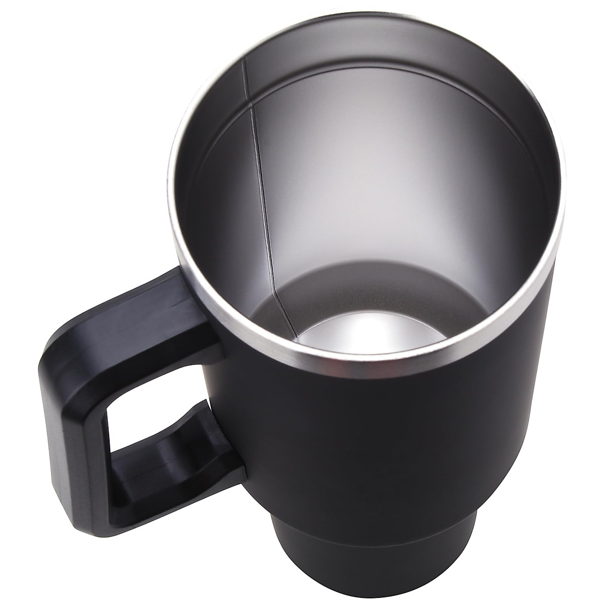 Hurley Tumbler Thermos - 40oz Double Wall Vacuum Insulated Travel Mug with Handle - BPA Free Stainless Steel Water Bottle - Leak Proof Hot and Cold Coffee Car Cup, Size 40 Ounces, Black Solid Rubber