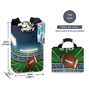 ALAZA American Football Stadium Laundry Basket Hamper Large Storage Bin with Handles for Gift Baskets, Bedroom, Clothes