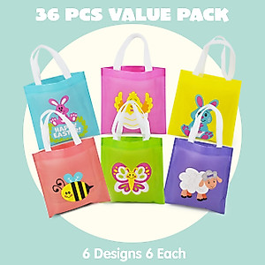 JOYIN 36 PCS Easter Gift Bags, Non Woven Easter Tote Bags with Handles Party Treat Bags for Gifts Wrapping, Egg Hunt Game, Easter Party Supplies