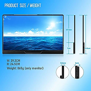 Bimawen 17.3 inch 2K Portable Monitor for Laptop - Ultra Slim,Compatible with Phones, Switch,PC,Laptop,Raspberry Pi 4,PS3,PS4 (1440p)