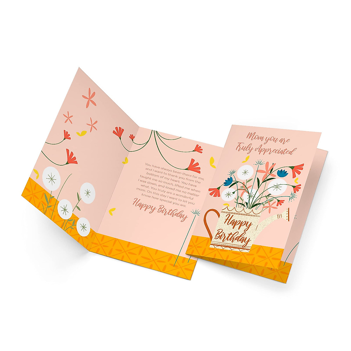 Prime Greetings Happy Birthday Card For Mom, Made in America, Eco-Friendly, Thick Card Stock with Premium Envelope 5in x 7.75in, Packaged in Protective Mailer