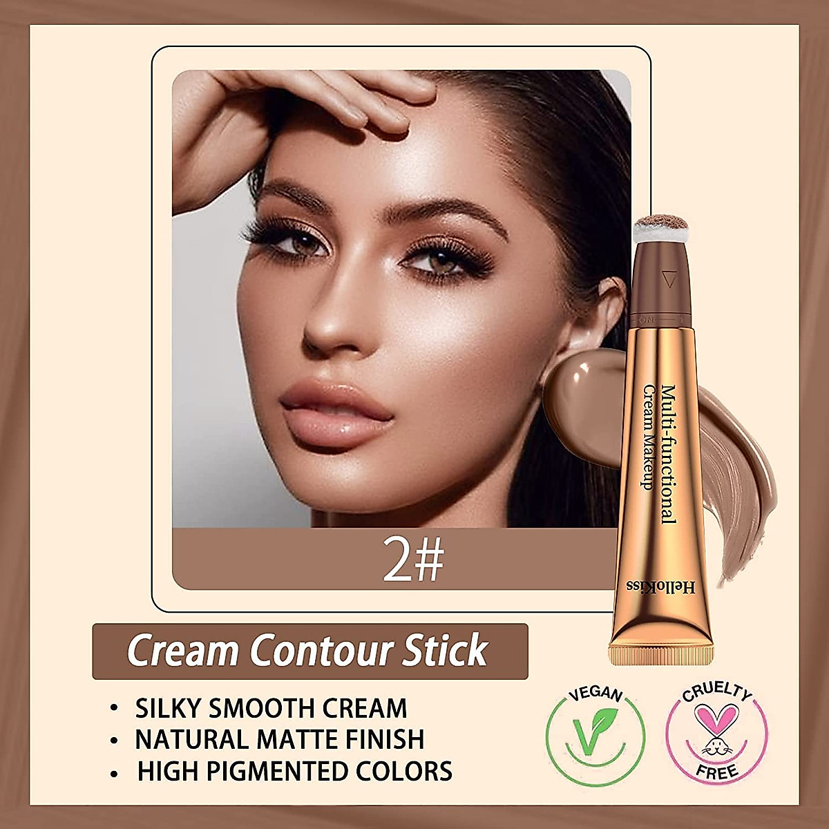 3 Pcs Contour Beauty Wand, Contour & Blush & Highlighter Stick Set with Cushion Applicator, Long Lasting Smooth Natural Matte Finish, Blendable Silky Cream Glowing Makeup Stick