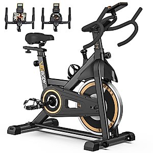 VIGBODY Stationary Exercise Bike Indoor Cycling Bike for Cardio Workout, with Comfortable Seat Cushion, LCD Monitor for Home Training Bike