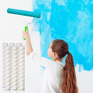 6 Pcs 18 inch Paint Roller Covers 3/8 '' nap Microfiber Paint Roller Sleeves Smooth Large Paint Roller for Wired or Simple Painting Roller Frame Wall Ceilings Home Painting Supplies, Core Dia 1.5''