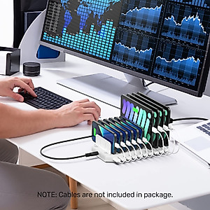 iPad Charging Station, Unitek 96W 10-Port USB Charging Dock Hub with Quick Charge 3.0, Charging Stand Compatible Multiple Device, Charging 8 iPads Simultaneously - [Upgraded Divider]