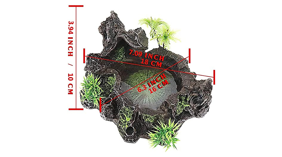 DOHAOOE Reptile Tank Accessories Habitat Water Dish Tree Trunk and ...