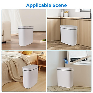 Knuidrte Bathroom Trash Can with Lid, 3.7 Gallon Waterproof Garbage Can, Electric Smart Sensor Touchless Trash Can with 40pcs Trash Bags, Ideal for Bathroom, Kitchen, Living Room