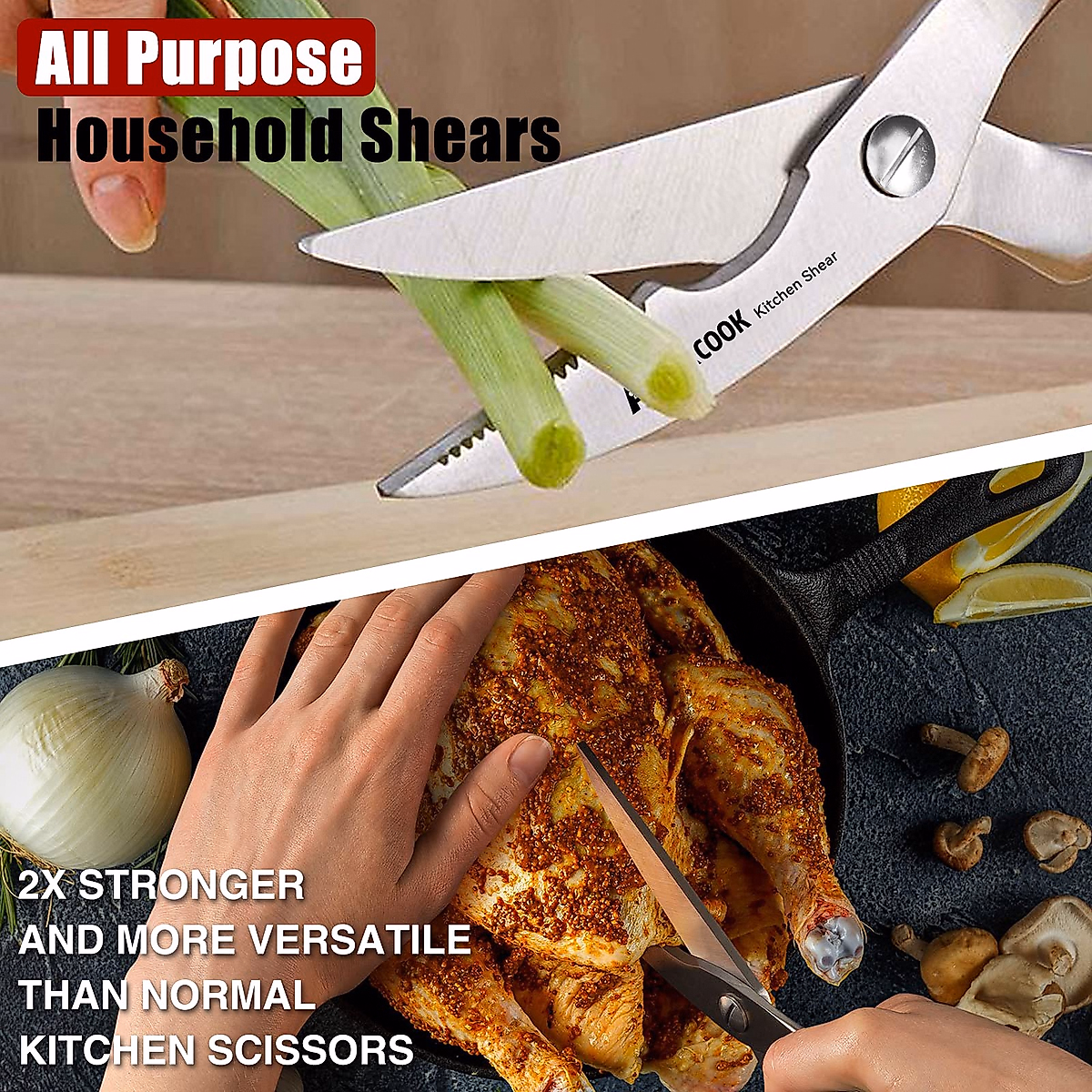 Knife Set, 15 Pcs Kitchen Knife Set With Block, Astercook German Stainless Steel With Scissors, Knife Sharpener and 6 Serrated Steak Knives