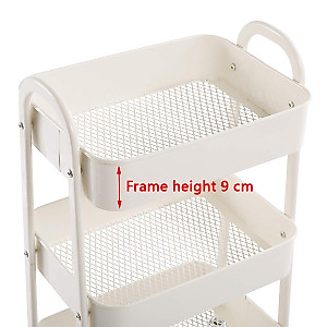 AGTEK Makeup Cart, Movable Rolling Organizer Cart, White 3 Tier Metal Utility Cart