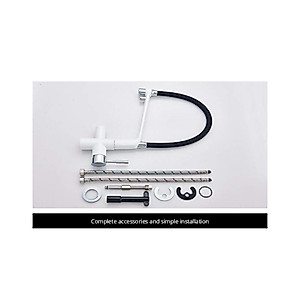 YJRIC Kitchen fau cet Kitchen Water Filter Faucet Kitchen faucets Dual Spout Filter Faucet Mixer 360 Degree Rotation Water Purification Feature Taps,White