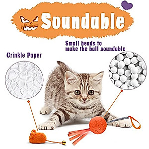Lepawit 7Pcs Cat Hanging Toys Furry Balls Sound Toy with Ribbon and Elastic Coil Springs Catnip Hanging Cats Teaser Toys Cat Toy Mouse with Bells and Crinkle Paper for Indoor Cat