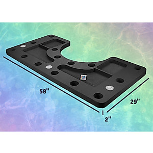 Polar Whale Giant Floating Bar Table with Super Bright Color LED Lights Tray Drink Holders Pool Hot Tub Beach Party Float Lounge Refreshment Durable Black Foam 18 Compartment UV Resistant 5 Feet Long