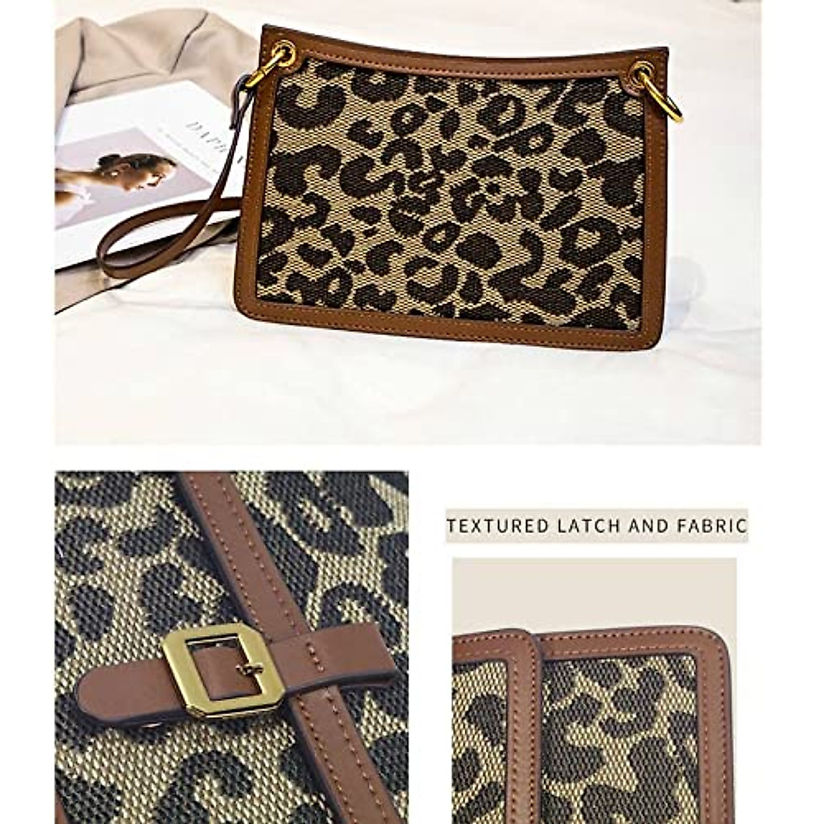 Leopard Print Purse Cheetah Crossbody Shoulder Bag Vegan Leather Handbag for Women