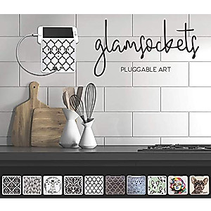 Glamsockets Decorative Wall Mount Surge Protector with 3 Outlets, Dual USB Charging Ports and Phone Holder - USB Charging Center/Multi Function Wall Tap (Carrara Marble)