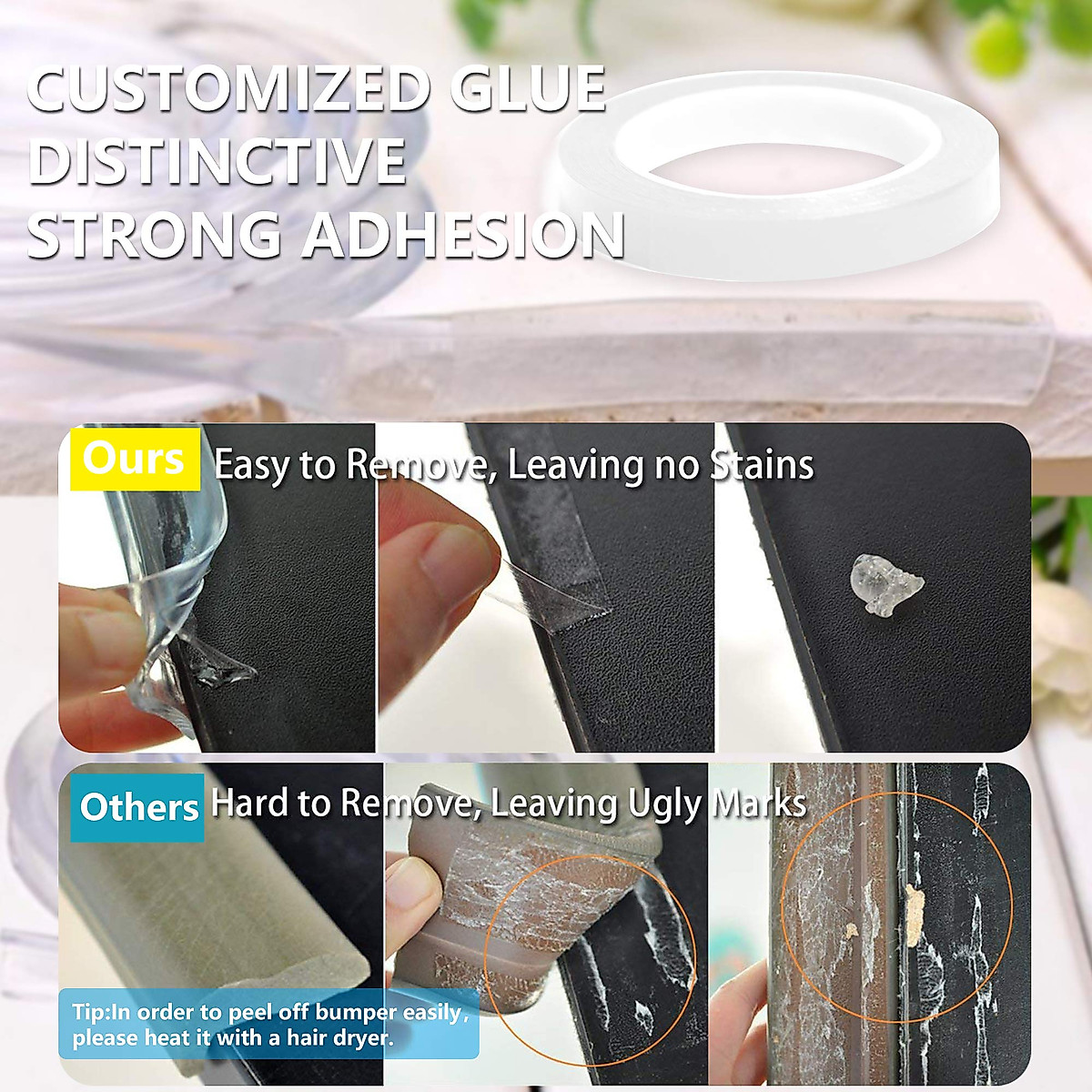 Corner Guards Child Safety, Furniture Clear Toddler Edge Protectors Soft Silicone Bumper Strip Baby Proofing 20ft(6m) with Double-Sided Tape for Cabinets,Tables,Household Appliances,etc