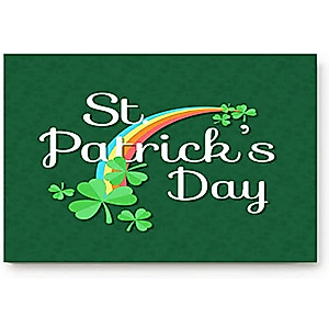 Entrance Way Door Mats Bath Mats Welcome Rugs St. Patrick's Day Shamrock and Rainbow Decor Printed Indoor Mat Rubber Backing Floor Mat for Kitchen/Bedroom/Office 16x24inch