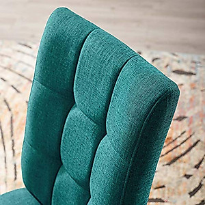 Modway Promulgate Biscuit Tufted Upholstered Fabric Dining Side Chair, Set of 2, Teal