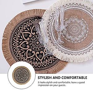 VOSAREA Desk Decor Desk Decor Decorative Place Mat 1Pc Jute Table Mat Stylish Cup Mat Photo Prop Household Linen Cloth Table Mat Round Placemat Rustic Home Decor Rustic Home Decor