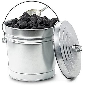 Plexon 10-Gallon Smooth Galvanized Steel Trash Can with Locking Lid, Silver, Made in USA