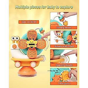 Alsatic Suction Cup Spinner Toys for 1 Year Old Boys Girls, Sensory Fine Motor Infant Travel Toys Montessori for Babies 6-12-18 Months, Birthday Gifts for 1-3 One Year Old, Newborn Toddler Bath Toys