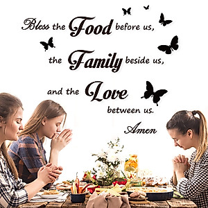 Kitchen Wall Decor Kitchen Wall Stickers Dining Room Wall Decor Dinner Prayer Wall Decor Bless The Food Before US Sign Prayer Room Table Decor Family Stickers for Home Wall Decorations(2)