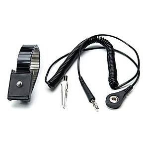 Bertech Metal Wrist Strap with 12' Cord, 1 Megohm Resistor, 4mm Snap, Black