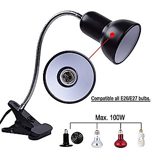 Cdipesp Reptile Heat Lamp UVA UVB Reptile Light Adjustable 50W Turtle Basking Spot Lamps for Aquatic Lizard Snake Chameleons Amphibians with 3 Bulbs