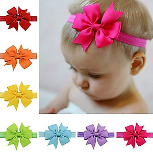 WillingTee Baby Girls Headbands 3" Grosgrain Ribbon Hair Bows Baby Headbands Hair Accessories for Baby Girls Infants Toddlers Newborn