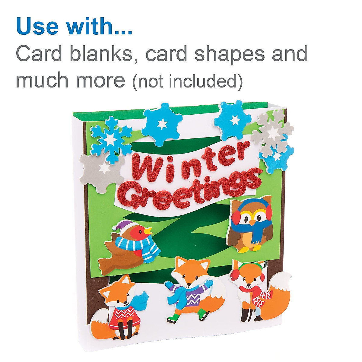 Baker Ross FC285 Winter Woodland Foam Stickers - Pack of 200, Kids Stickers, Ideal for Children's Arts and Crafts Projects, Great for Card Making and Scrapbooking