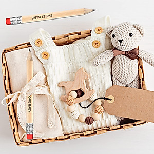 Crtiin 50 Pieces Baby Shower Pencils for Games Mini Golf Half Pencils, Presharpened with Erasers, 4 Inch(Wood Color,Simple Style)