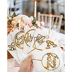 18 Pcs Gold Happy Birthday Acrylic Cake Decoration, Double-Sided Glitter of Birthday Cake Topper for Children or Adults