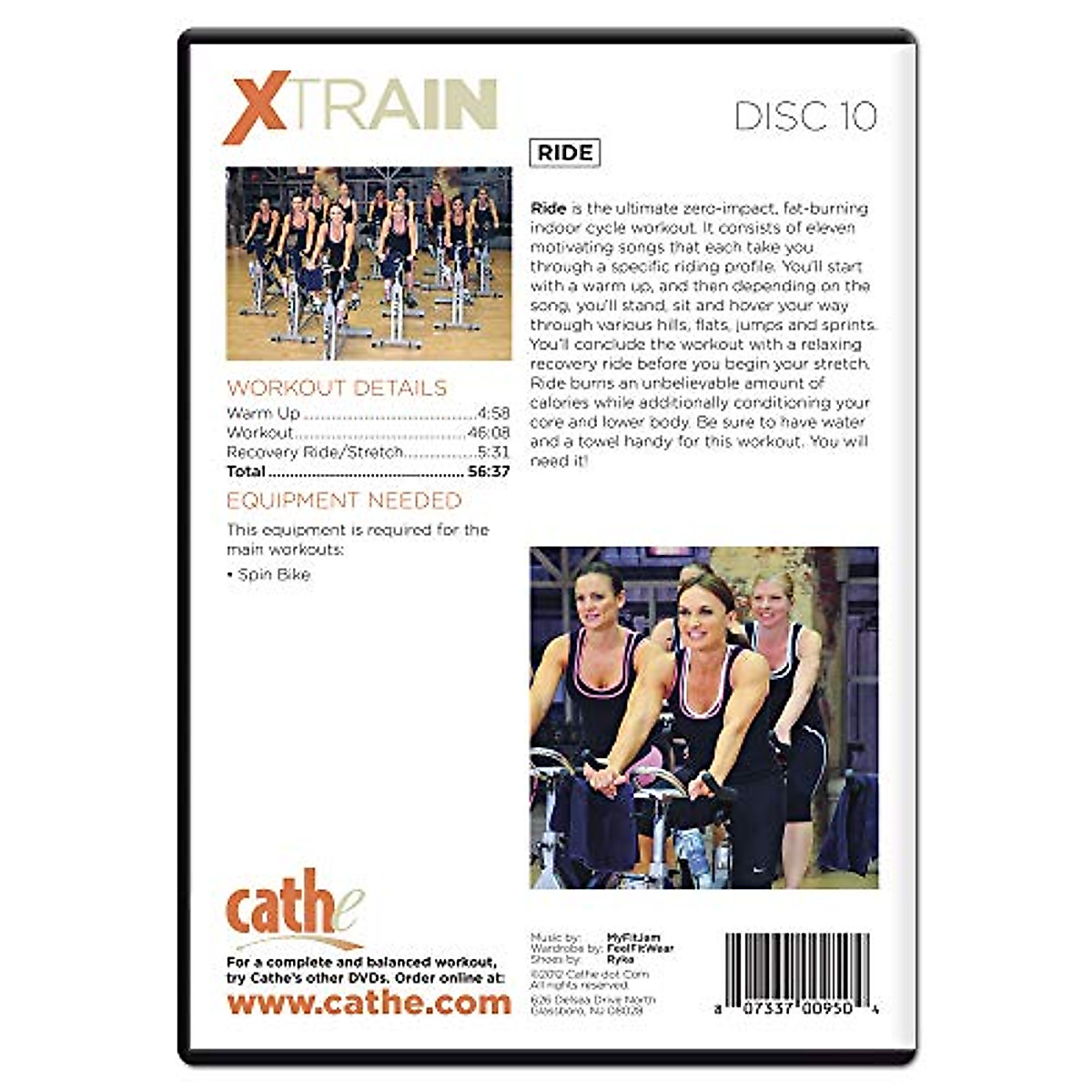 Cathe Friedrich XTrain Ride Indoor Cycling Workout DVD - Use Cathe low impact Indoor cycle workout DVD for lower body sculpting, fat burning, weight loss and aerobic conditioning